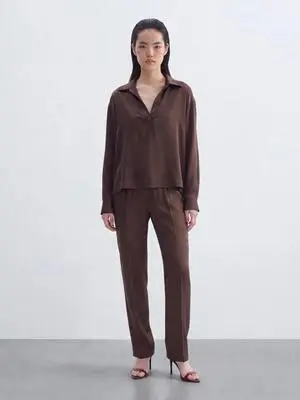 TOM FORD Silk Polo Shirt - Brown