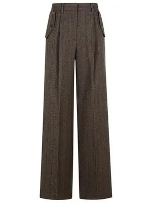 GOLDEN GOOSE Pinstripe Pants In Virgin Wool - Brown