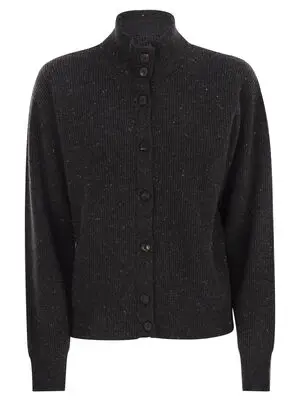 Peserico Cardigan With Buttons In Wool, Silk, And Cashmere - Gray