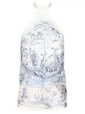 FERRAGAMO Ferragamo Women Top Foulard With Ethnic Print Blue