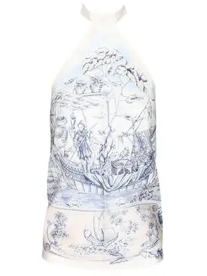 FERRAGAMO Top Foulard With Ethnic Print - Blue
