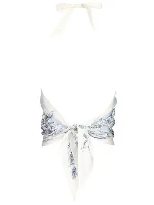 FERRAGAMO Silk Foulard Top - Blue