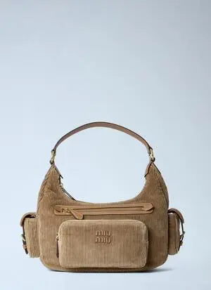 Miu Miu Corduroy Pocket Shoulder Bag - Brown