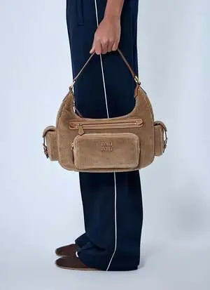 Miu Miu Corduroy Pocket Shoulder Bag - Brown