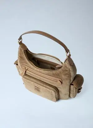 Miu Miu Corduroy Pocket Shoulder Bag - Brown