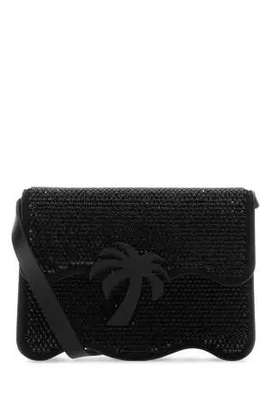 Palm Angels Embellished Suede Palm Beach Crossbody Bag - Black