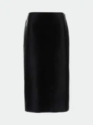 Gucci Python Print Leather Midi Skirt - Black