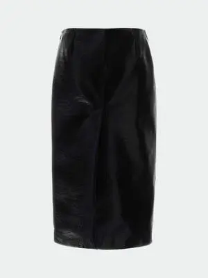 Gucci Python Print Leather Midi Skirt - Black