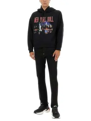 Dsquared2 Printed Cotton Hoodie - Black