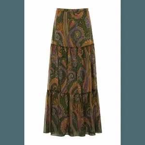 Etro Paisley Piazzata Print Silk Long Skirt - Multicolor