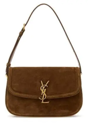 Saint Laurent Suede Solferino Shoulder Bag - Brown