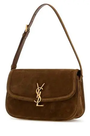 Saint Laurent Suede Solferino Shoulder Bag - Brown