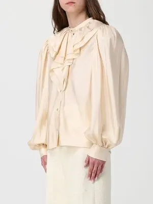 Gucci Silk Satin Shirt With Ruffles - Cream