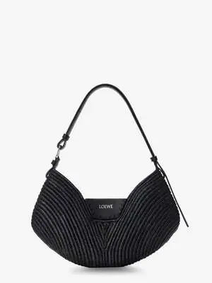 Loewe Paula's Ibiza-swing Raffia And Leather Shoulder Bag - Black