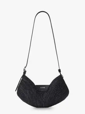 Loewe Paula's Ibiza Swing Raffia And Leather Shoulder Bag - Black