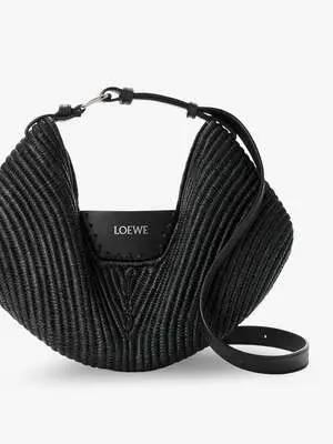 Loewe Paula's Ibiza Swing Raffia And Leather Shoulder Bag - Black