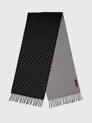 Gucci Wool And Cashmere Gg Pattern Scarf - Black