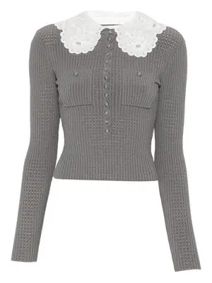 SELF-PORTRAIT Collar-detail Ribbed Sweater - Multicolor