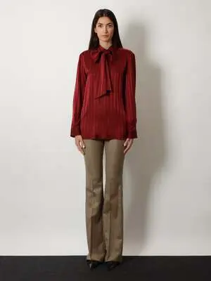 Saint Laurent Cassandre Lavalliere Striped Silk Jacquard Shirt - Multicolor