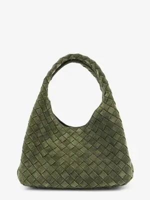 Bottega Veneta Campana Intrecciato Suede Shoulder Bag - Multicolor