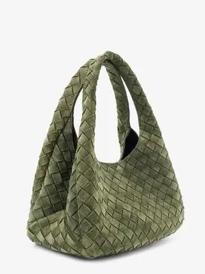Bottega Veneta Campana Intrecciato Suede Shoulder Bag - Multicolor