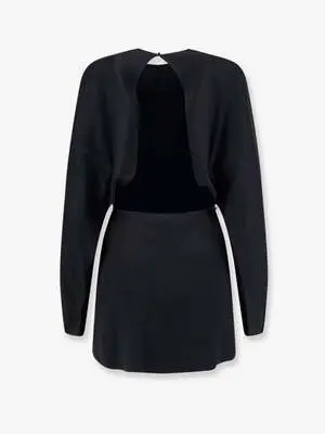 Saint Laurent Mini Length Dress With Gold Metal Detail - Multicolor