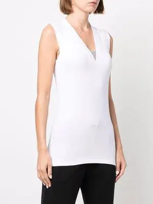 Brunello Cucinelli Cotton-silk Blend V-neck Tank Top