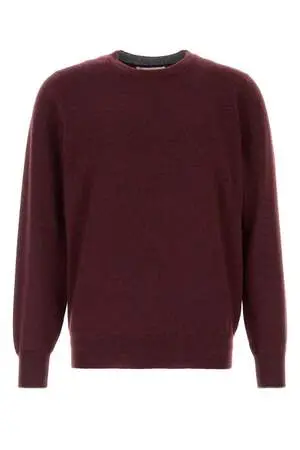 Brunello Cucinelli Melange Burgundy Cashmere Sweater - Red