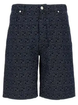 Fendi Bermuda Jeans Jacquard Ff - Blue