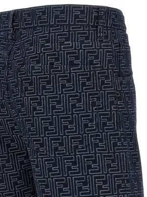 Fendi Bermuda Jeans Jacquard Ff - Blue