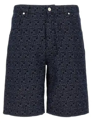 Fendi Bermuda Jeans Jacquard Ff - Blue