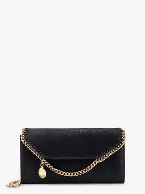 Stella McCartney Falabella Shaggy Deer Fabric Wallet - Black
