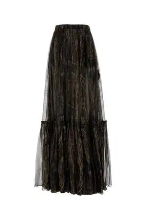 Saint Laurent Printed Silk Blend Skirt - Multicolor