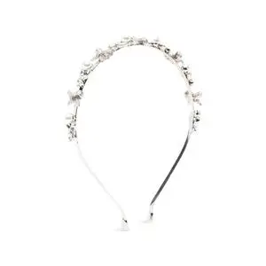 SELF-PORTRAIT Crystal Embellished Bow Hair Band - Silver