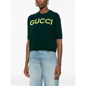 Gucci Wool Short Sleeve Knit Top - Green