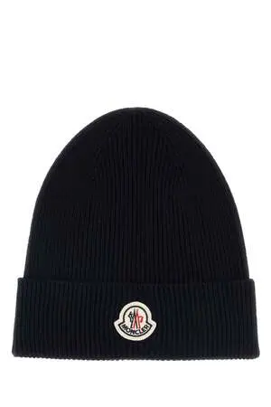 Moncler Midnight Wool Beanie Hat - Blue