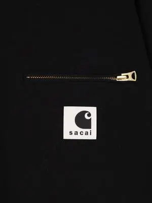 SACAI X CARHARTT WIP Cotton T-shirt Witht Logo Patch On The Front - Black