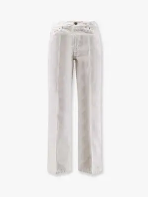 TOTEME White Denim Trousers With Flared Bottom - Multicolor