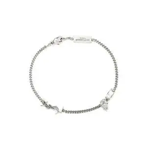 Saint Laurent Logo Detail Curb Chain Bracelet - Silver