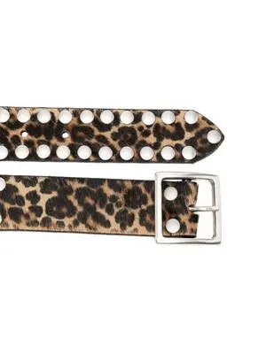 GOLDEN GOOSE Leo Studded Leather Belt - Multicolor