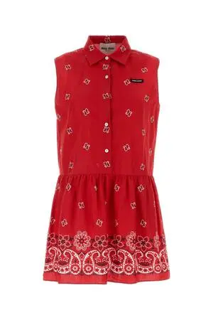 Miu Miu Printed Cotton Blend Dress - Multicolor