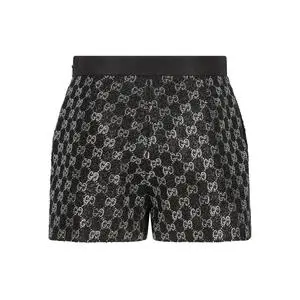 Gucci Lamé Effect Tweed Tailored Shorts - Black
