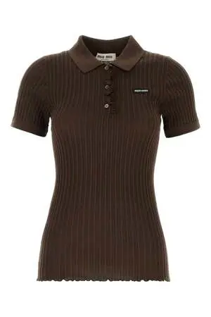 Miu Miu Stretch Jersey Polo Shirt - Brown