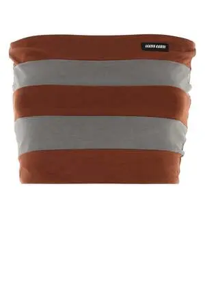 Miu Miu Striped Cotton Tube Top - Multicolor