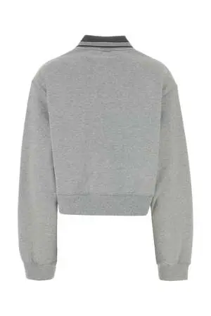 Miu Miu Melange Grey Cotton Oversize Sweatshirt
