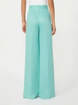 Max Mara Chevron Linen Batavia Trousers Aqua - Blue