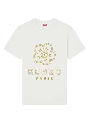 Kenzo Slim-fit Cotton T-shirt With Boke Flower Embroidery - White