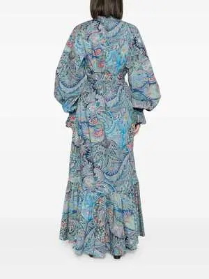 Etro Long Dress With Ruffles And Paisley Pattern
