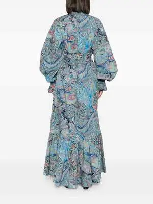Etro Long Dress With Ruffles And Paisley Pattern