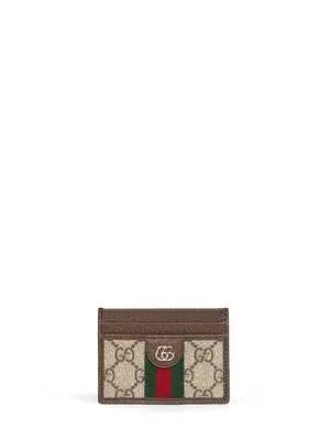 Gucci Beige And Dark Brown Ophidia Card Holder - Multicolor